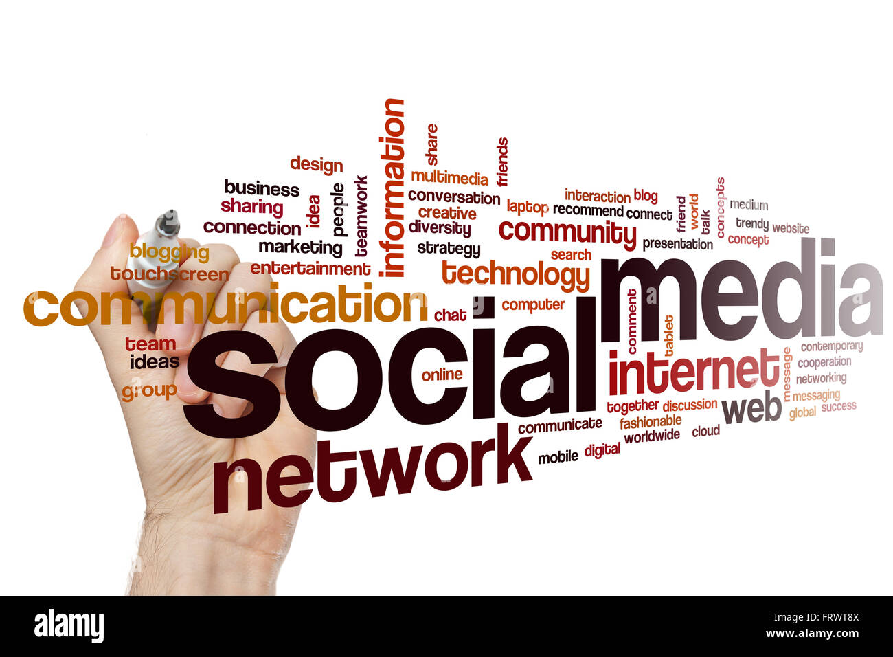 Social media concept word cloud background Stock Photo - Alamy
