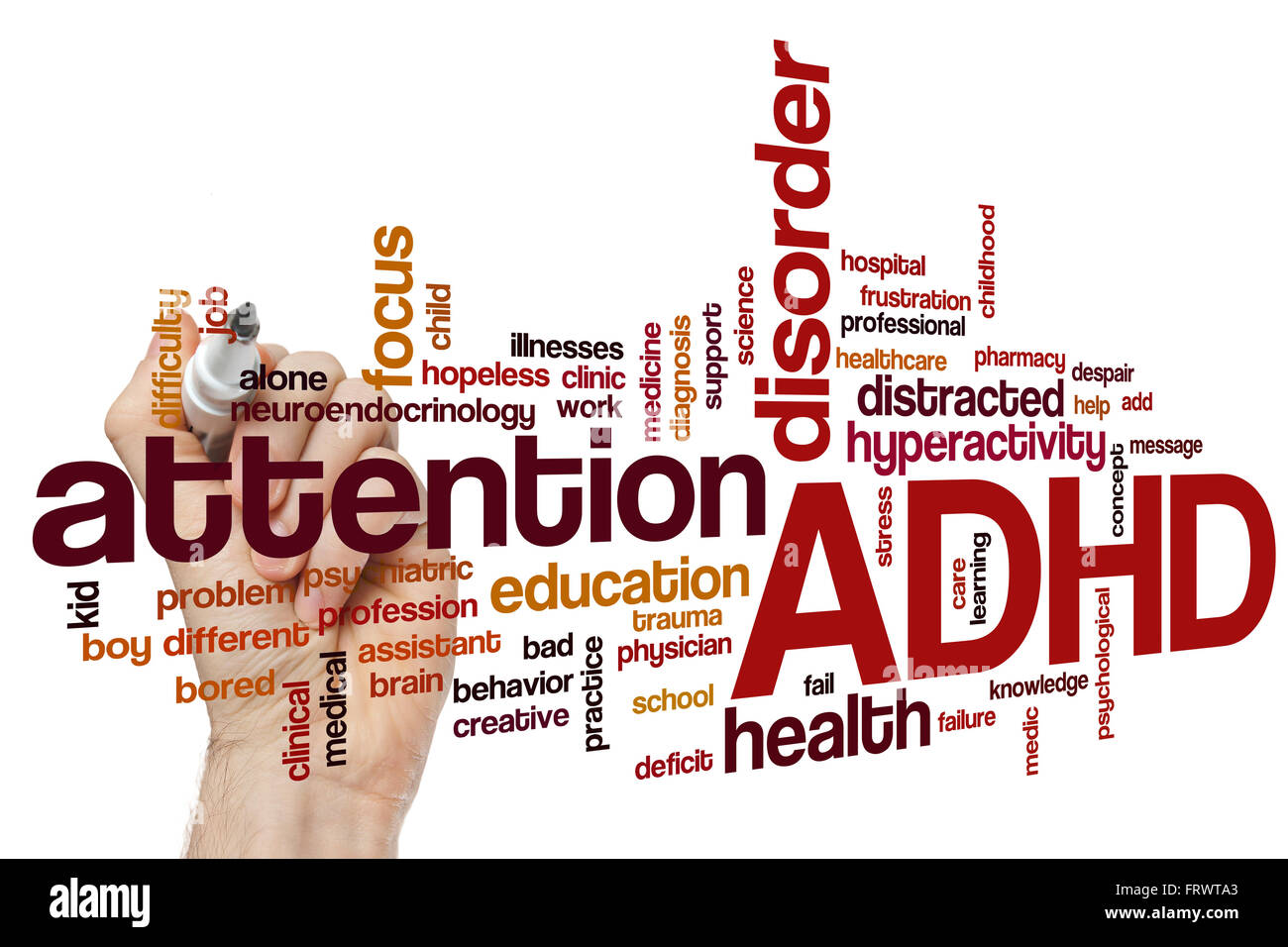 ADHD word cloud concept Stock Photo - Alamy