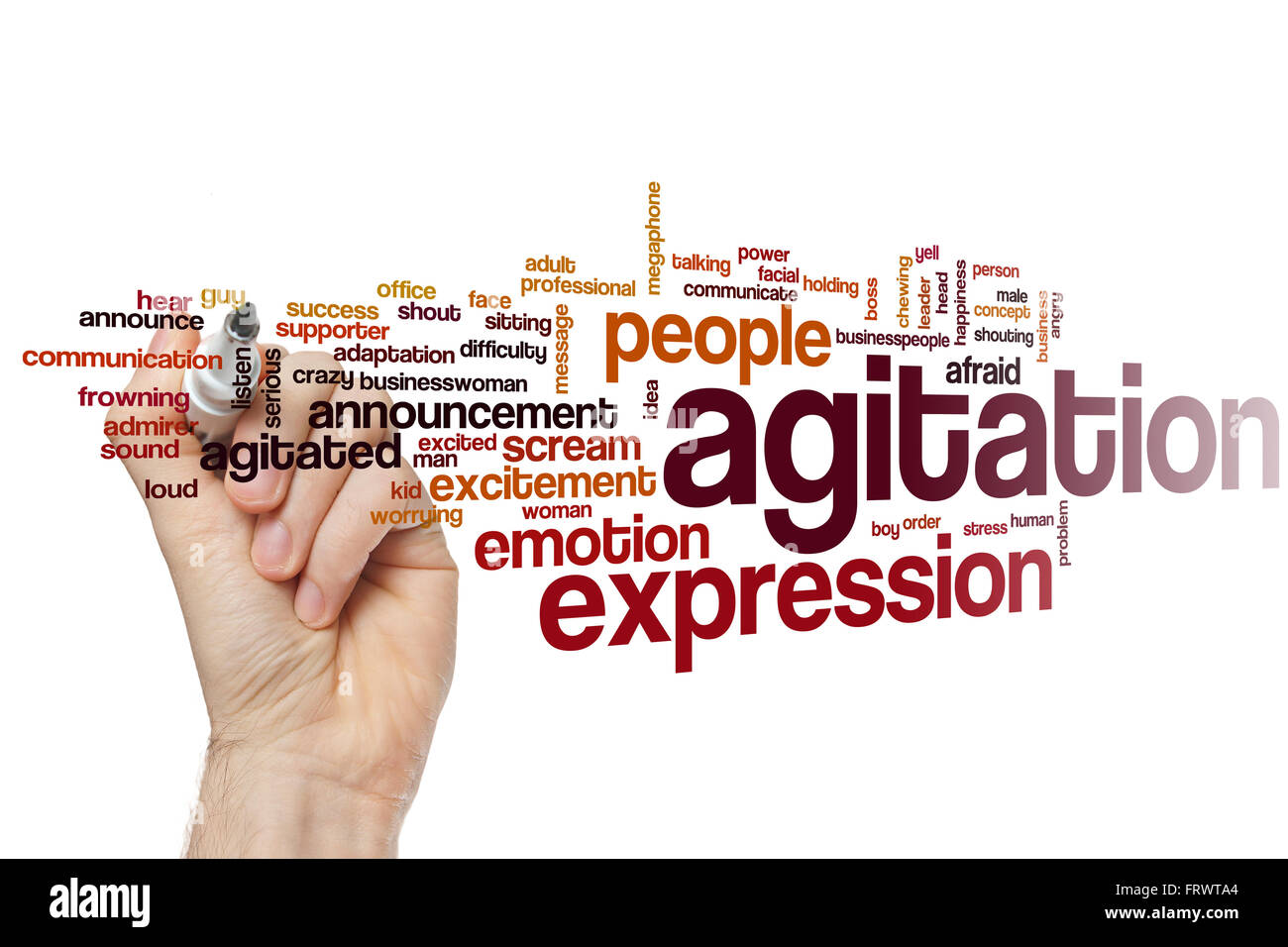 Agitation word cloud concept with emotion problem related tags Stock ...