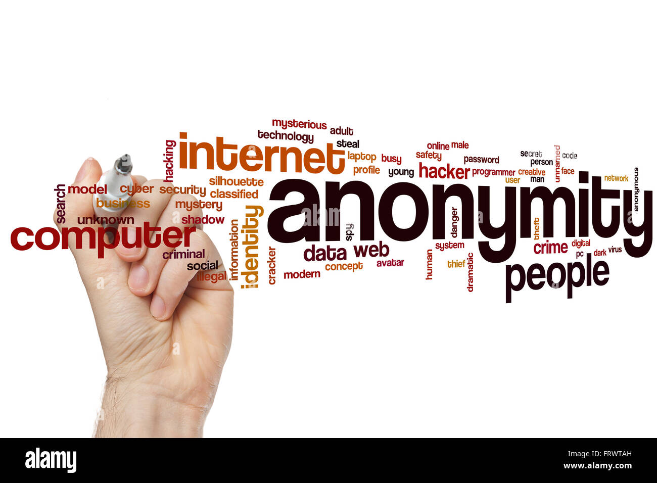 Anonymity word cloud concept with hacker network related tags Stock ...