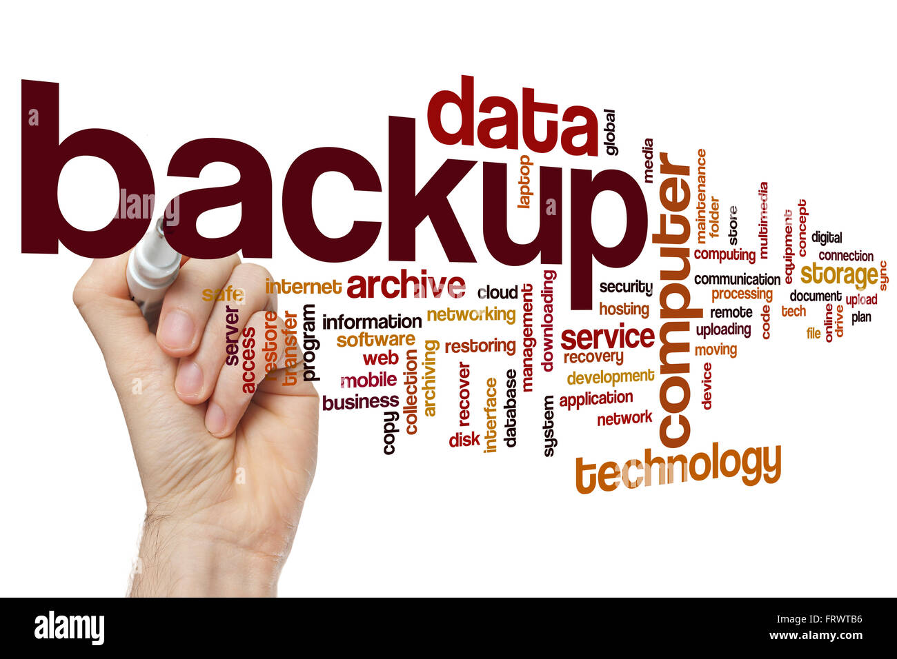 Backup concept word cloud background Stock Photo - Alamy