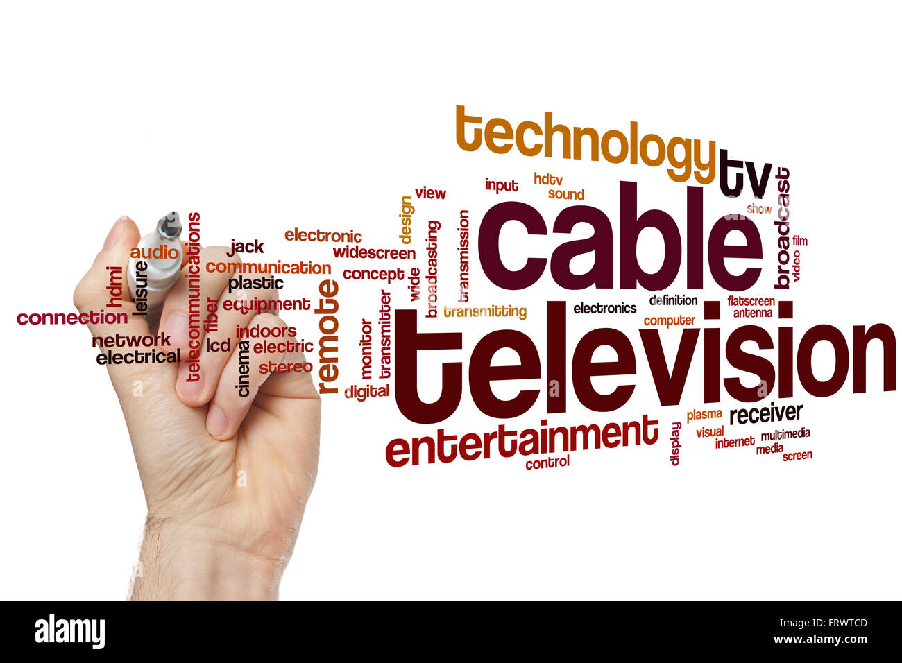 Cable television word cloud concept Stock Photo - Alamy