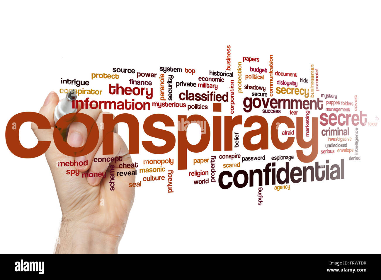 Conspiracy concept word cloud background Stock Photo - Alamy