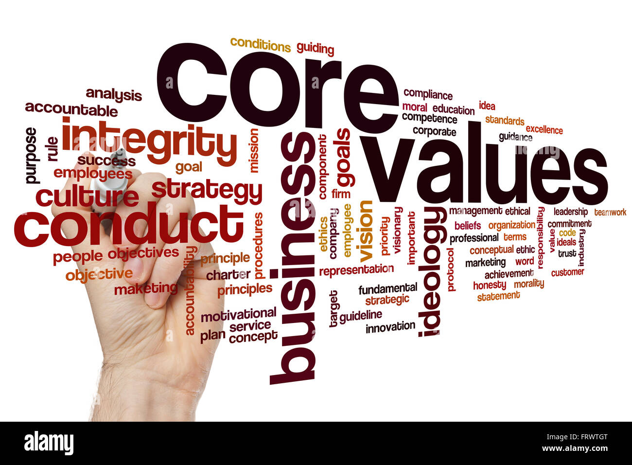Core values concept word cloud background Stock Photo - Alamy