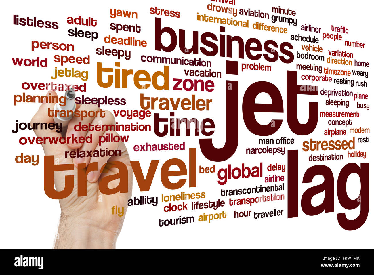 Jet lag concept word cloud background Stock Photo - Alamy