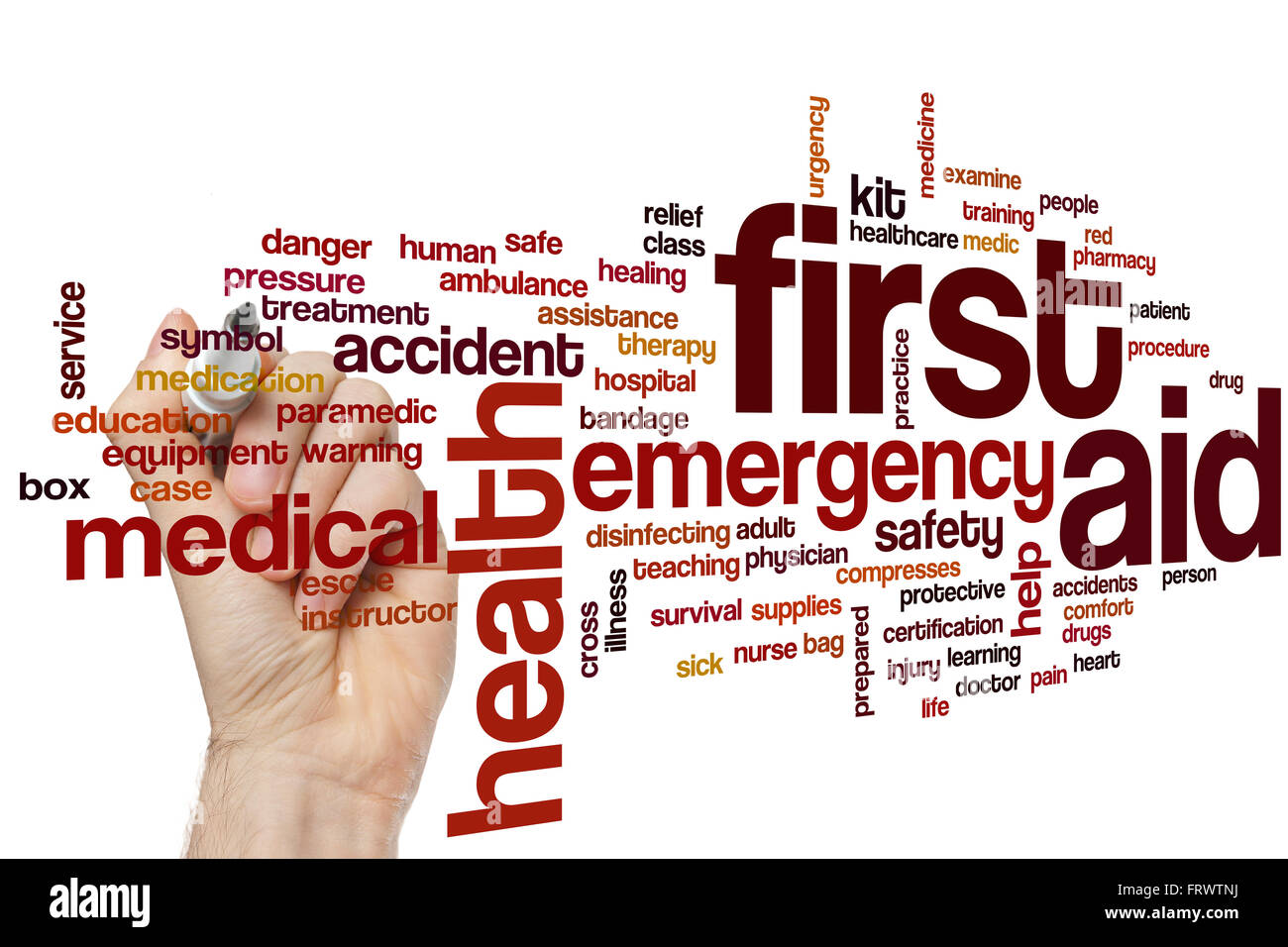 First aid concept word cloud background Stock Photo - Alamy