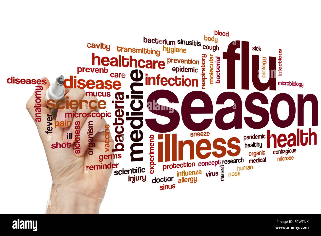Flu season word cloud concept Stock Photo - Alamy