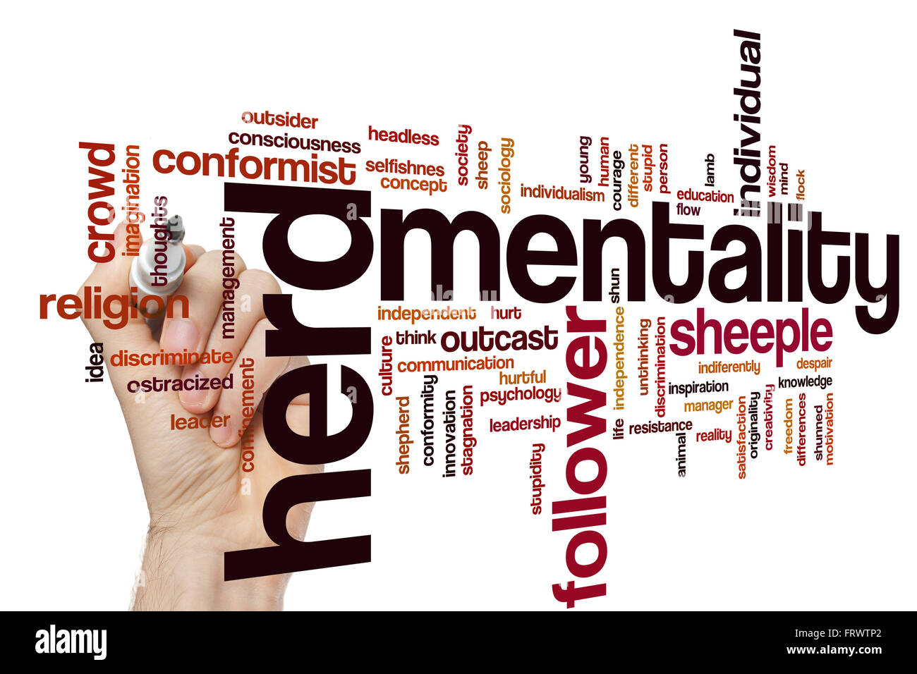 Herd mentality concept word cloud background Stock Photo - Alamy