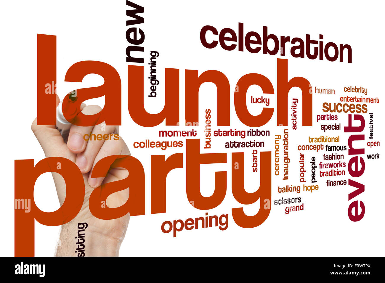 Launch party concept word cloud background Stock Photo - Alamy