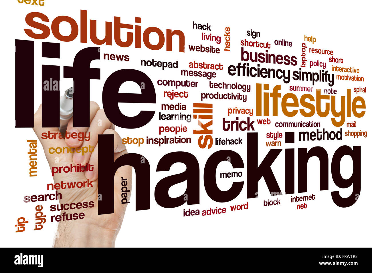 Life hacking word cloud Stock Photo - Alamy