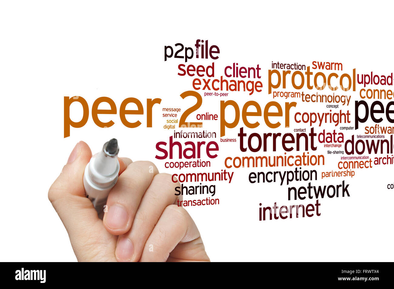 Peer 2 peer concept word cloud background Stock Photo - Alamy