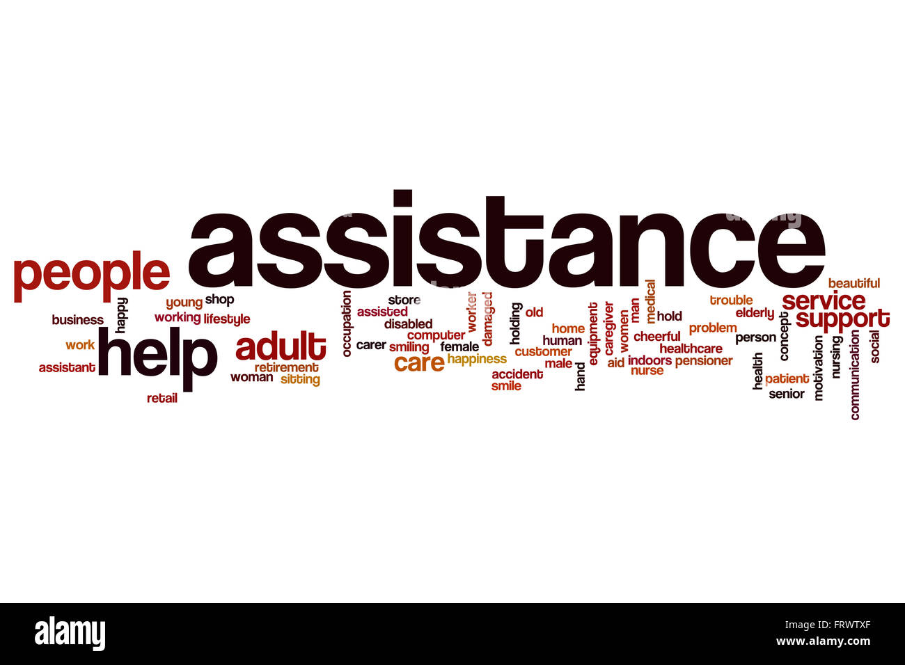 Assistance word cloud Stock Photo - Alamy