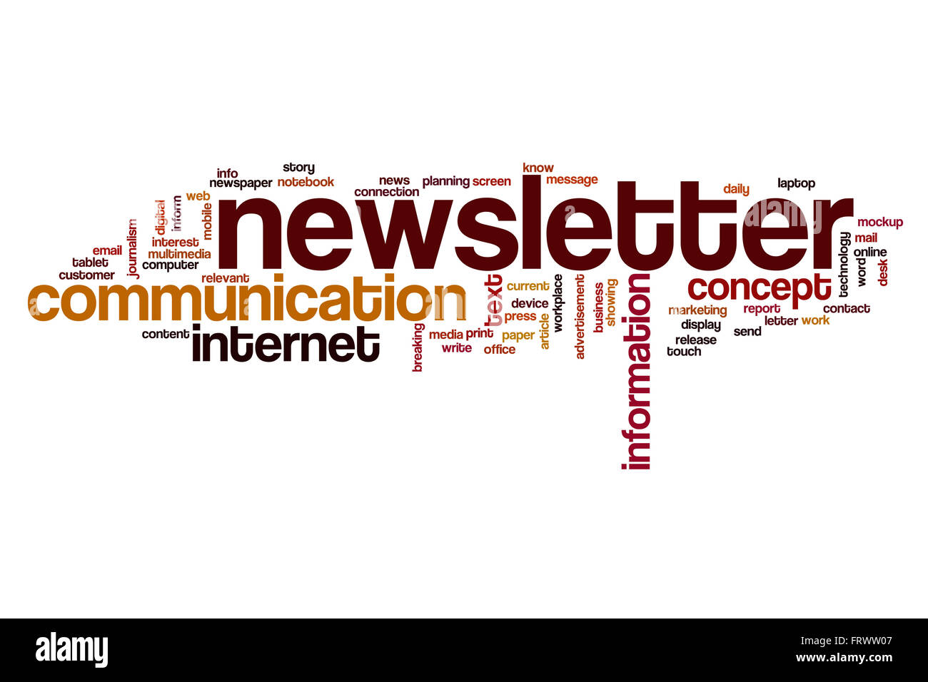 Newsletter word cloud Stock Photo - Alamy