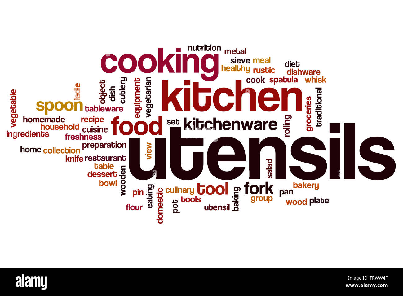 Utensils word cloud Stock Photo - Alamy