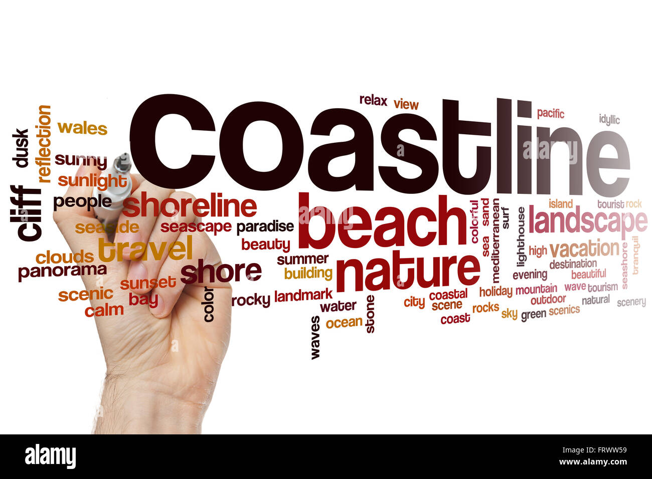 Coastline word cloud Stock Photo - Alamy