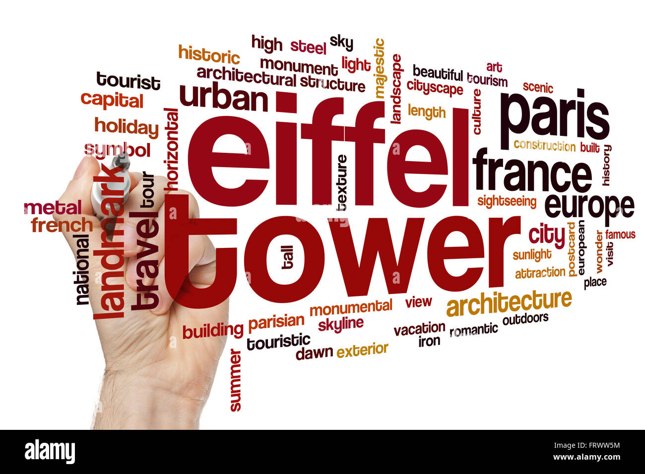 Eiffel tower word cloud Stock Photo - Alamy