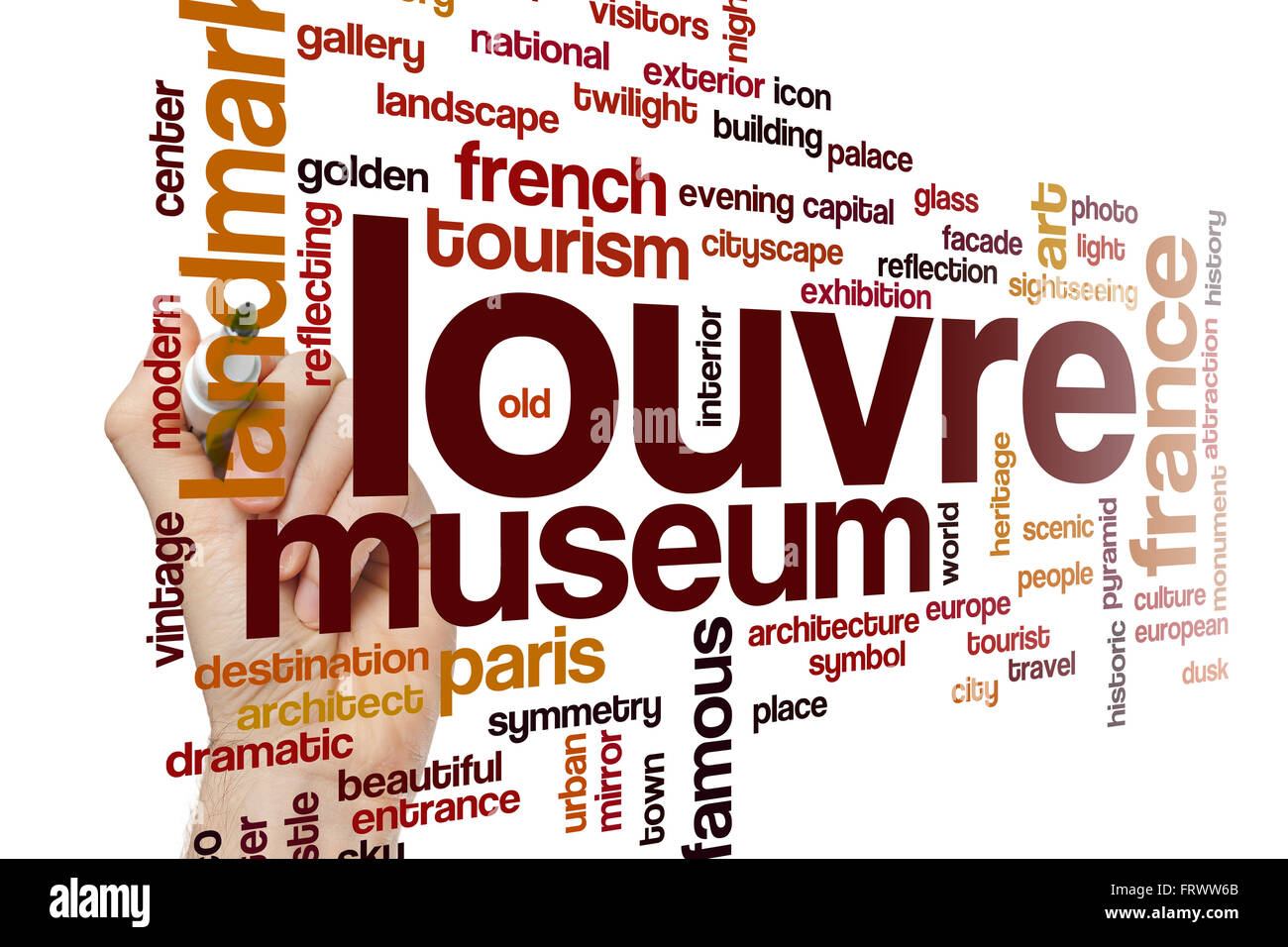 Louvre word cloud Stock Photo - Alamy