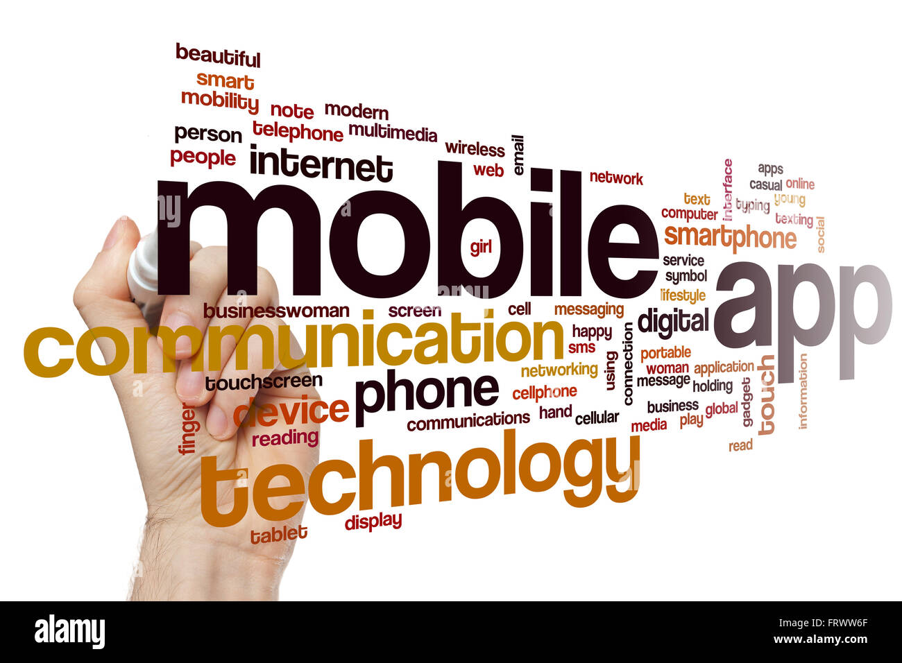 Mobile app word cloud Stock Photo - Alamy