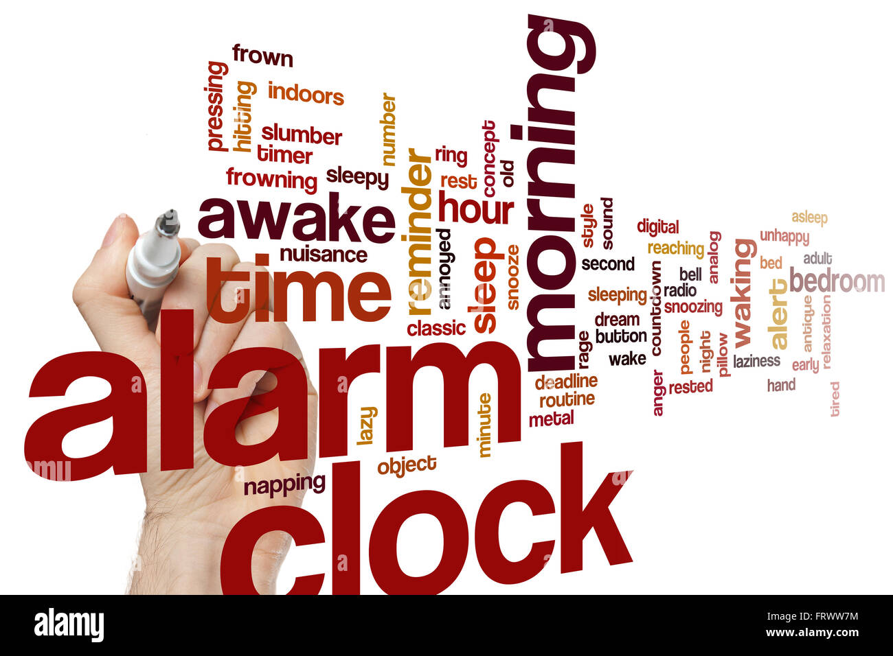 Alarm clock word cloud Stock Photo - Alamy