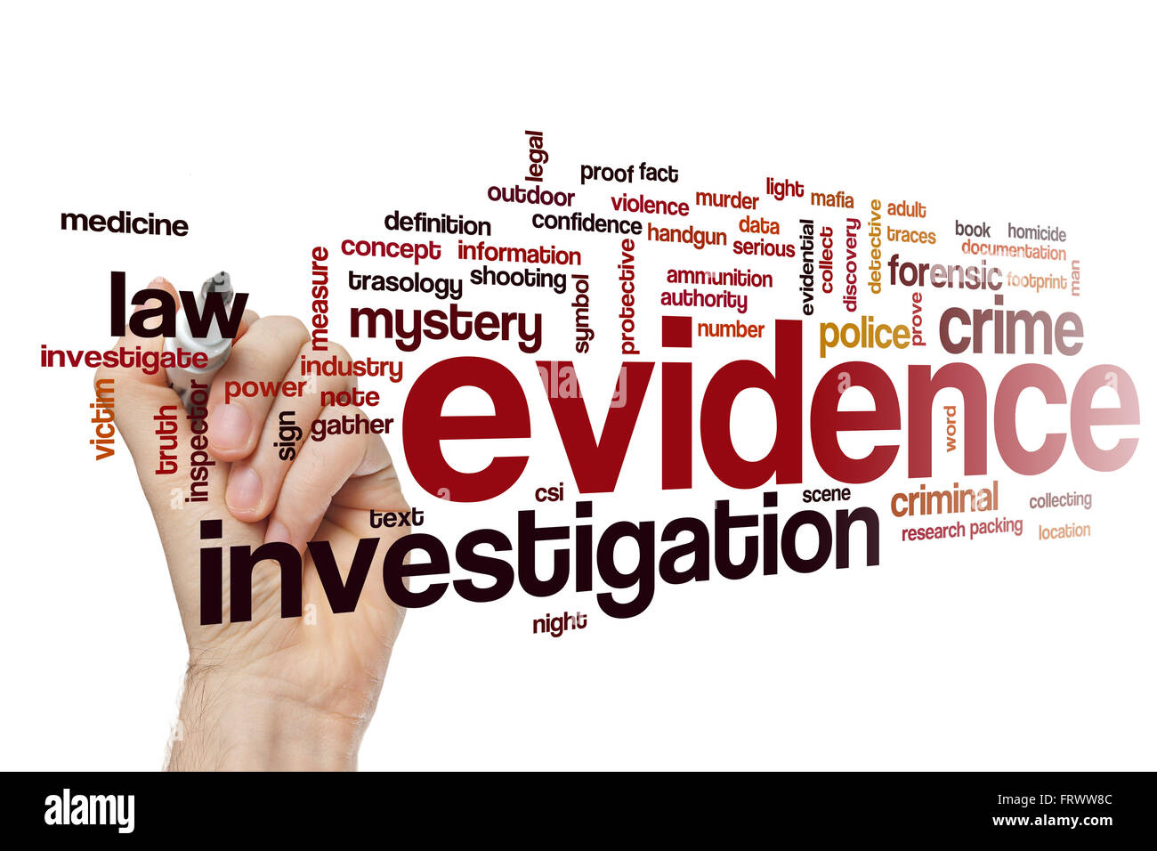 Evidence word cloud Stock Photo - Alamy
