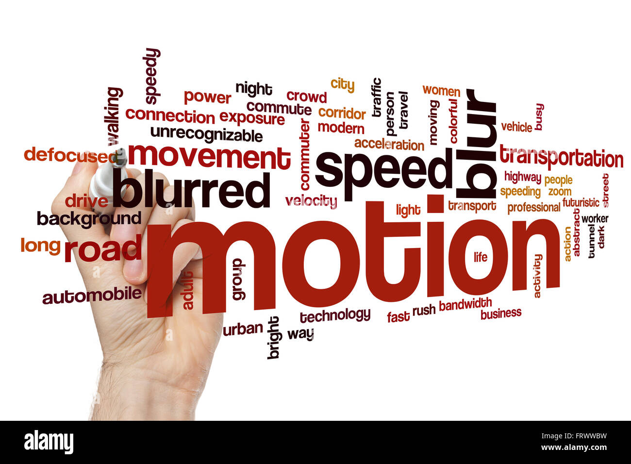 Motion word cloud Stock Photo - Alamy