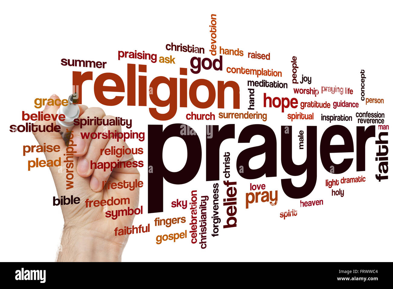 Prayer word cloud Stock Photo - Alamy