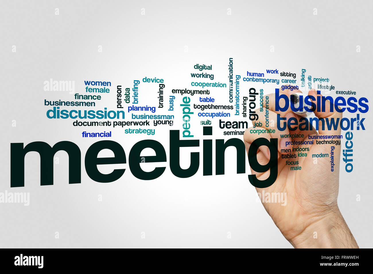 Meeting word cloud Stock Photo - Alamy