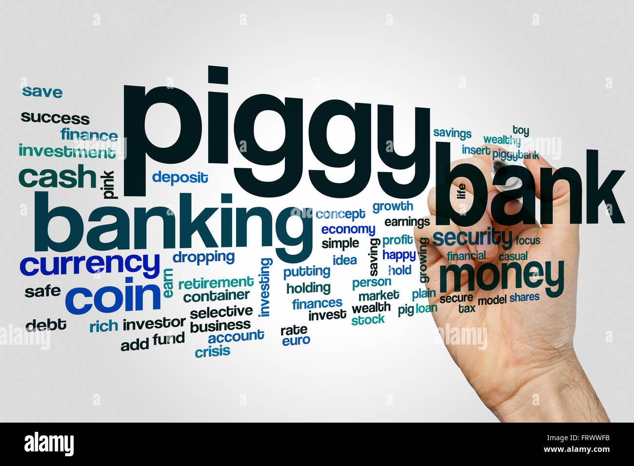 Piggy bank word cloud Stock Photo - Alamy