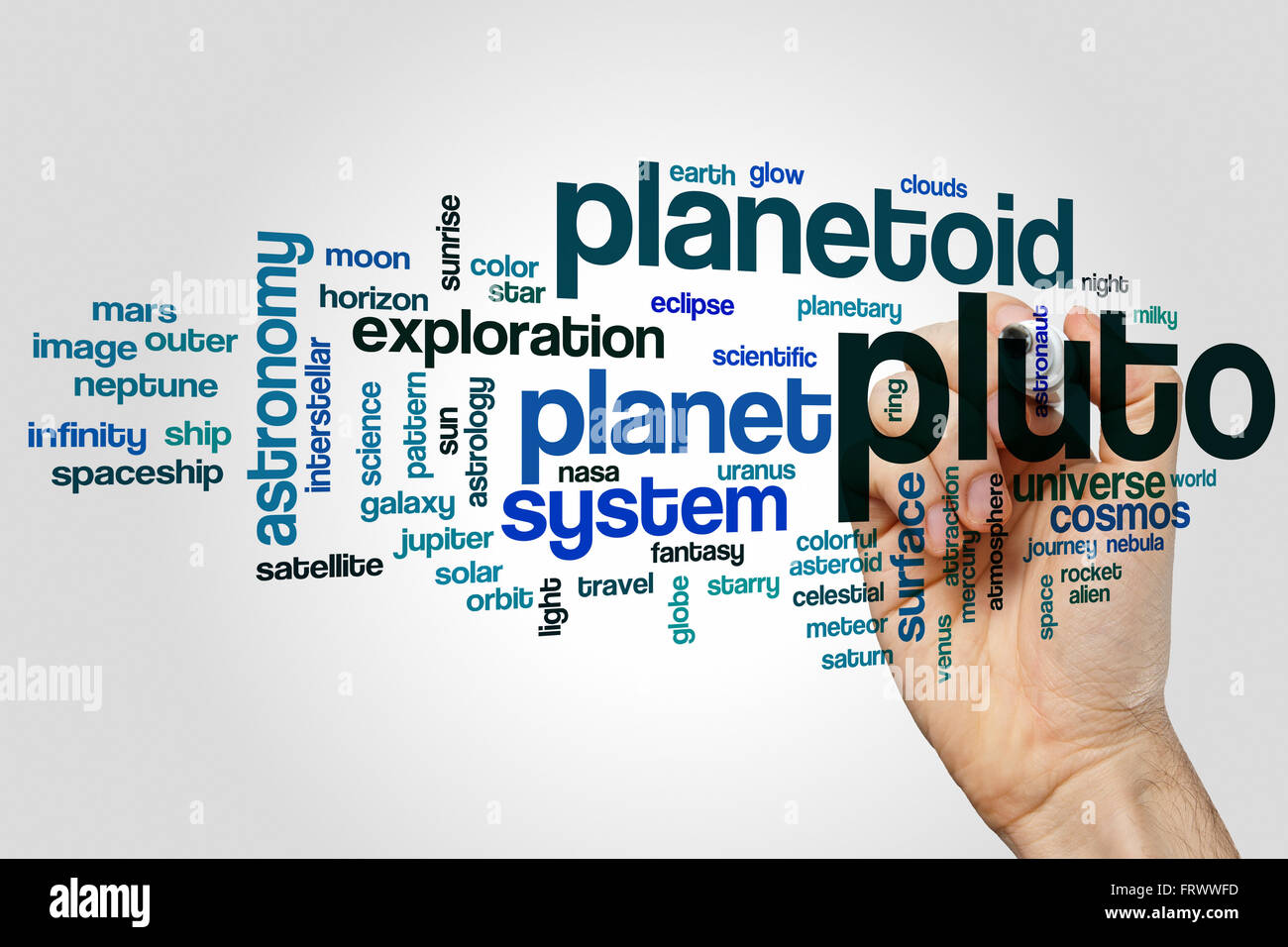 Pluto word cloud Stock Photo - Alamy
