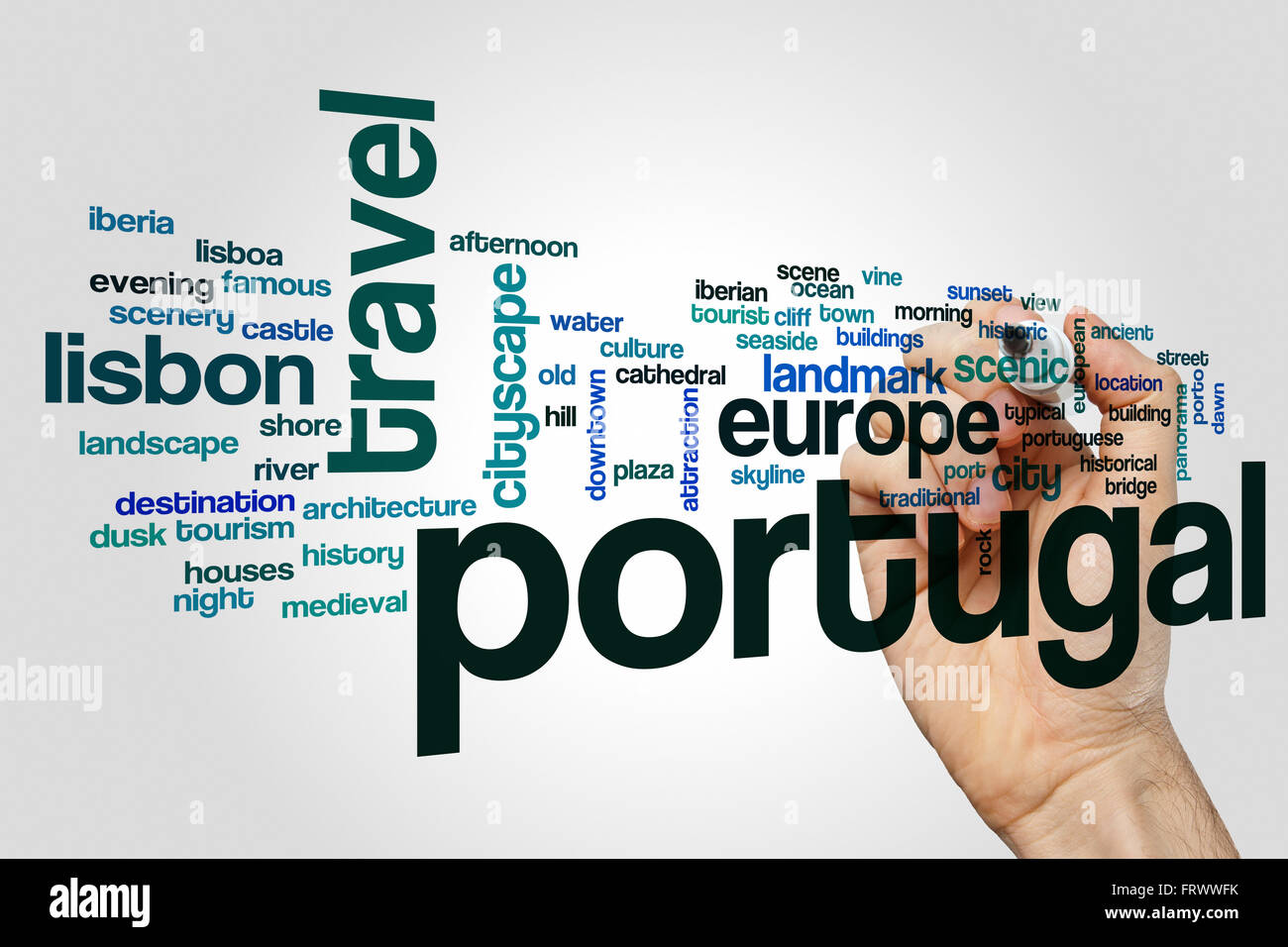 Portugal word cloud Stock Photo - Alamy