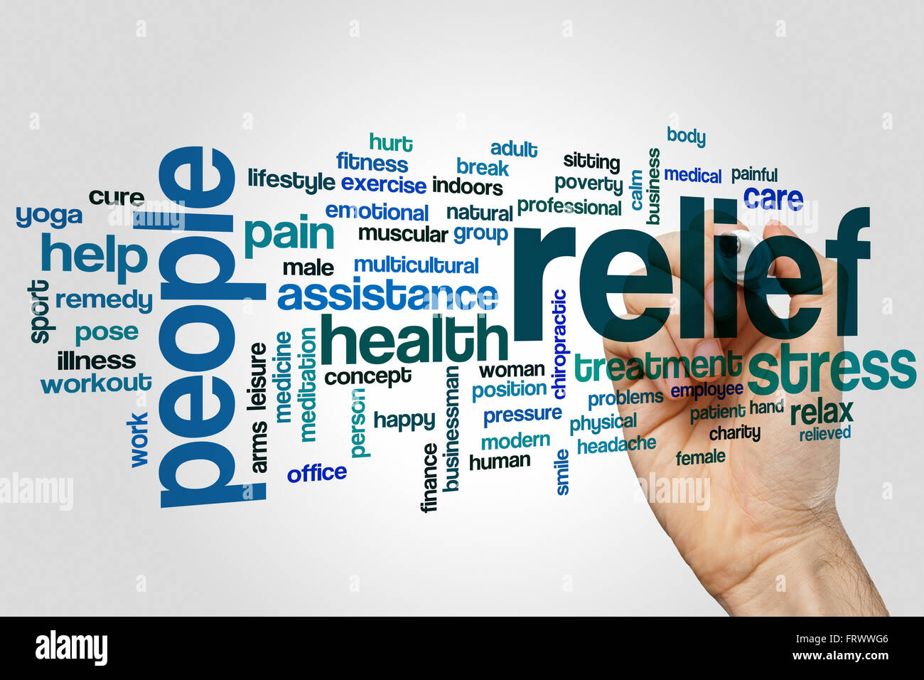 Relief word cloud Stock Photo - Alamy