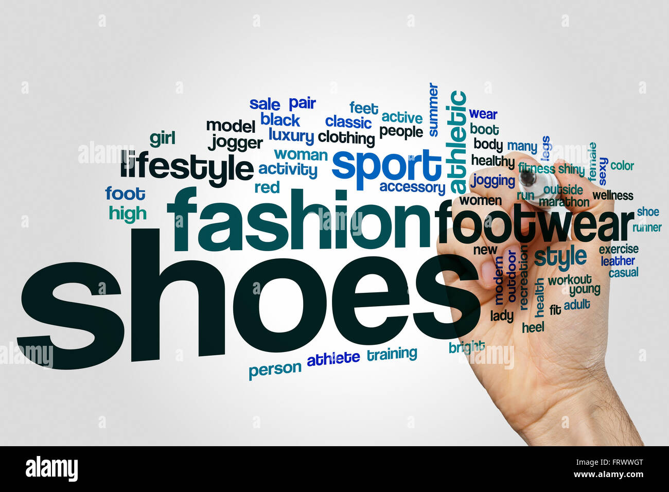 Shoes word cloud Stock Photo - Alamy