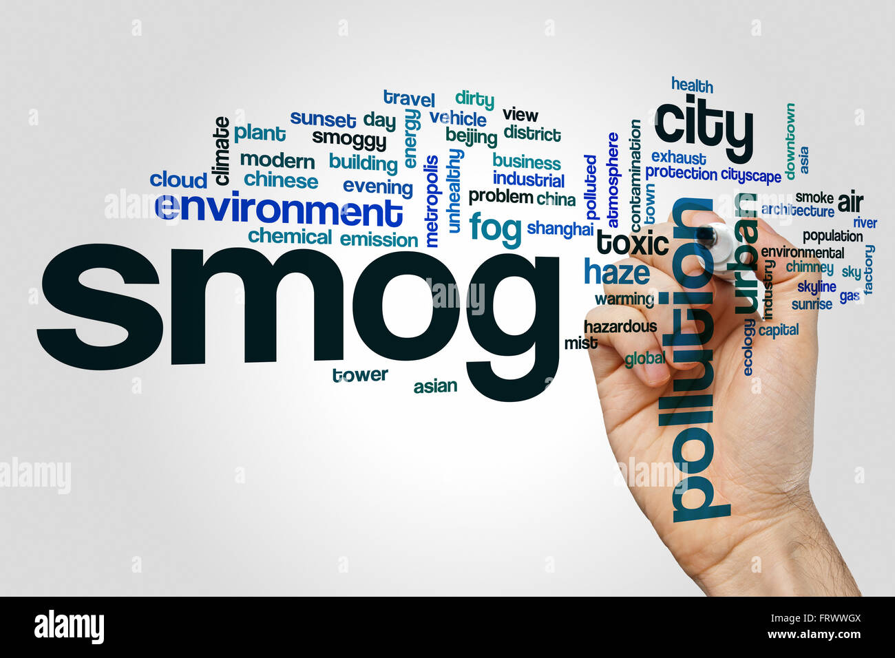 Smog word cloud Stock Photo - Alamy