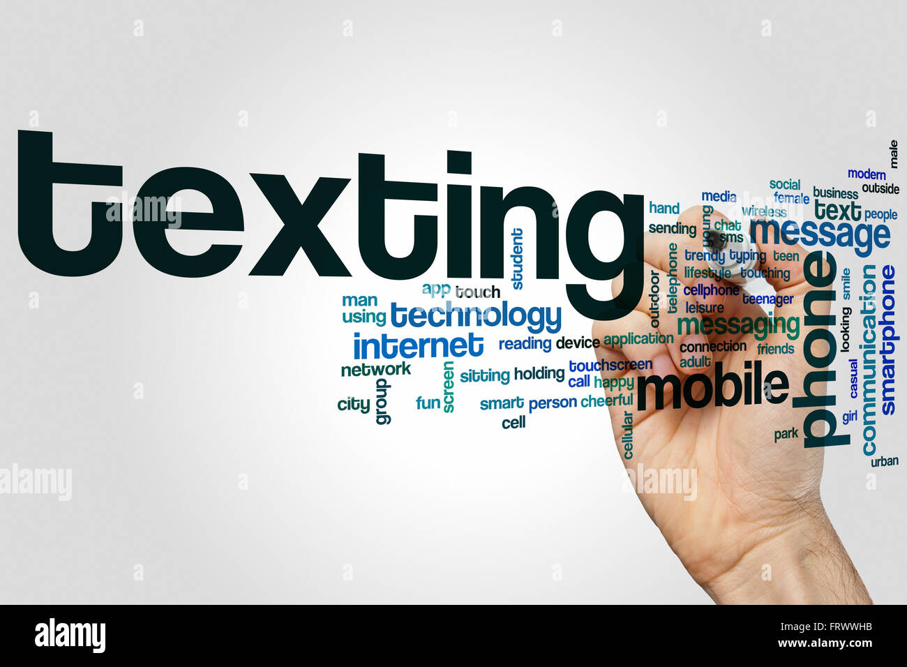 Texting word cloud Stock Photo - Alamy