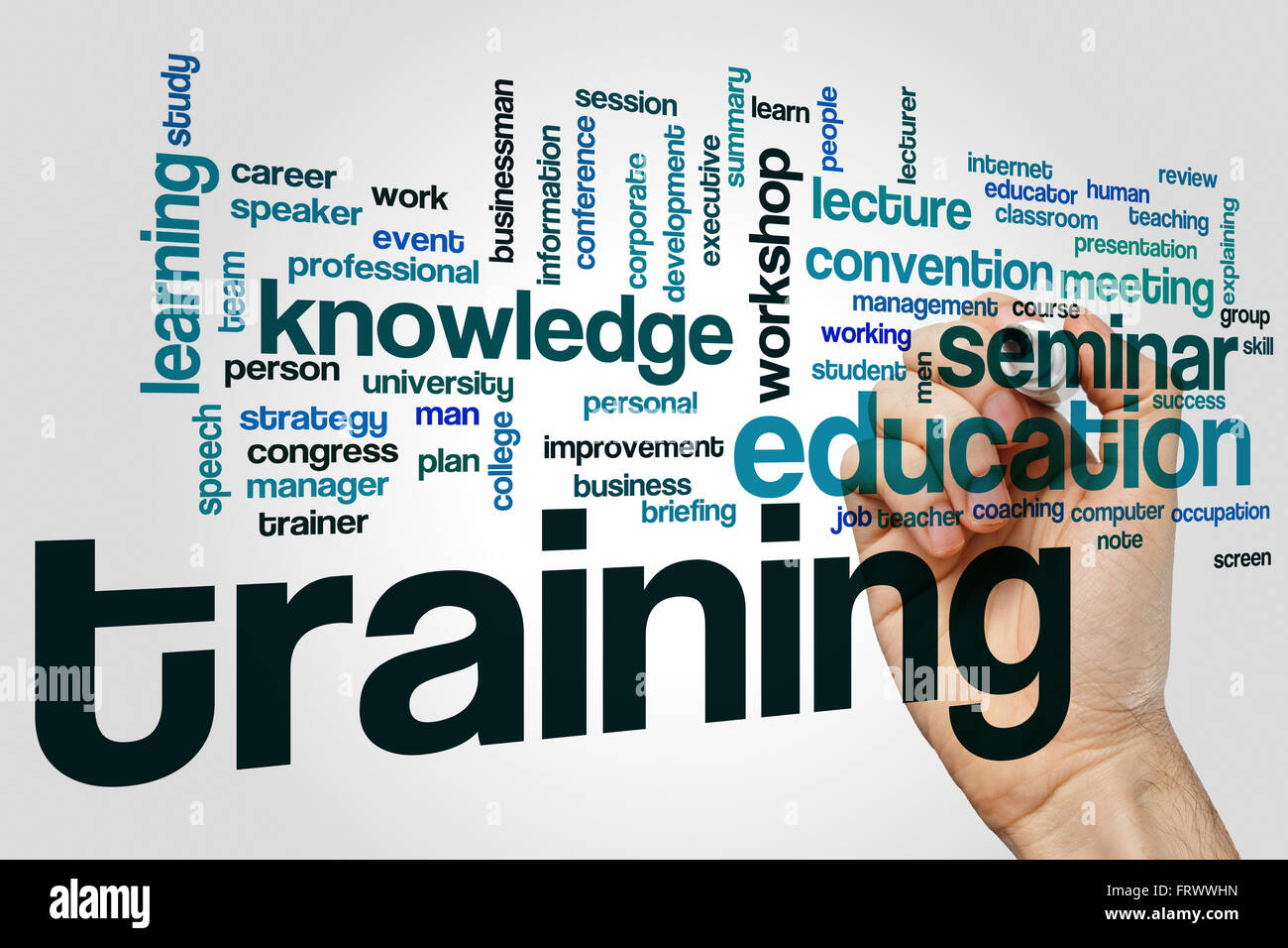 Training word cloud Stock Photo - Alamy