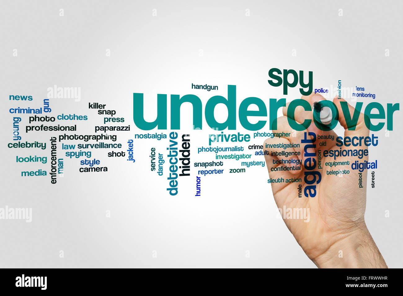 Undercover word cloud Stock Photo - Alamy