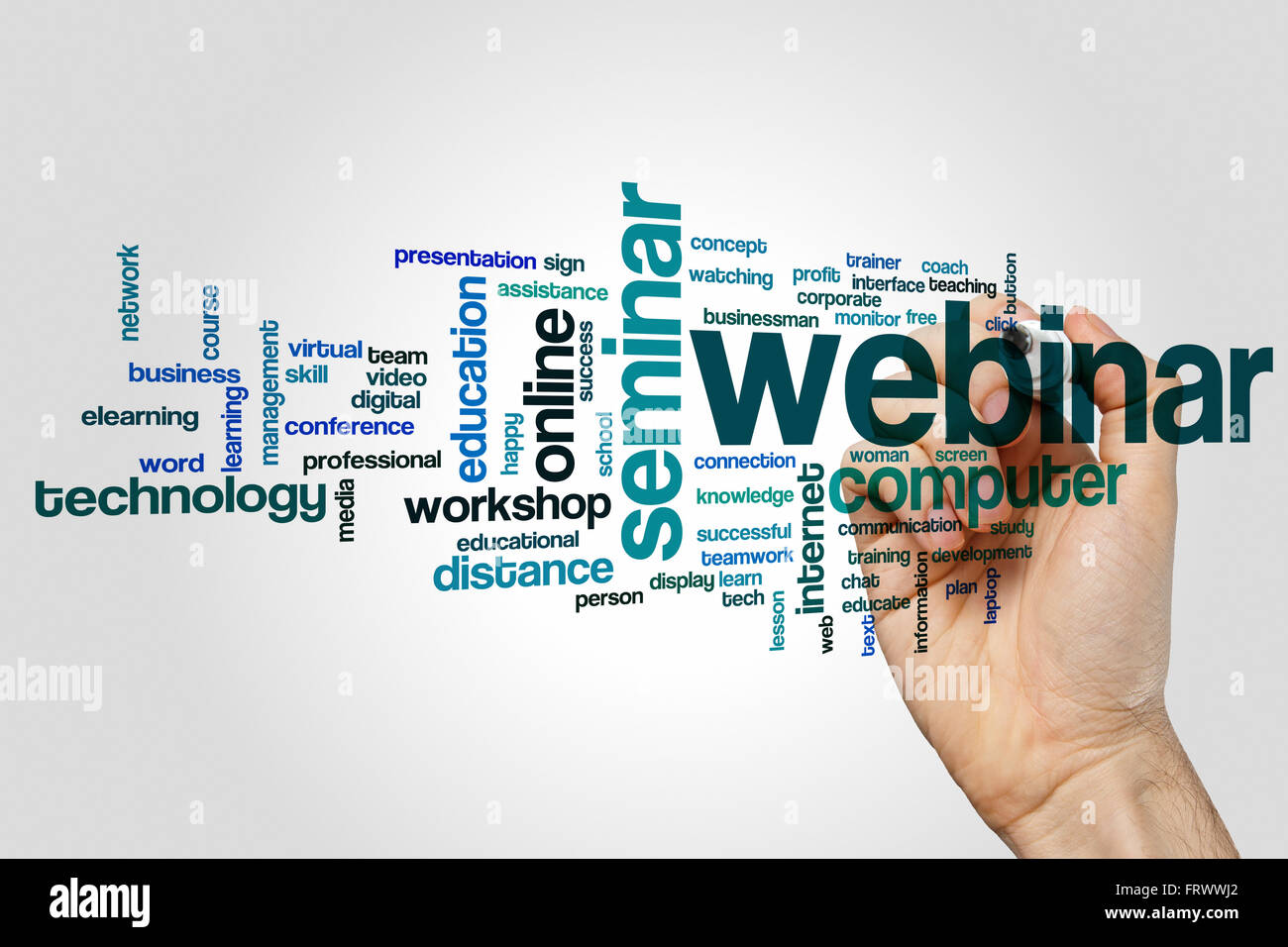 Webinar word cloud Stock Photo - Alamy