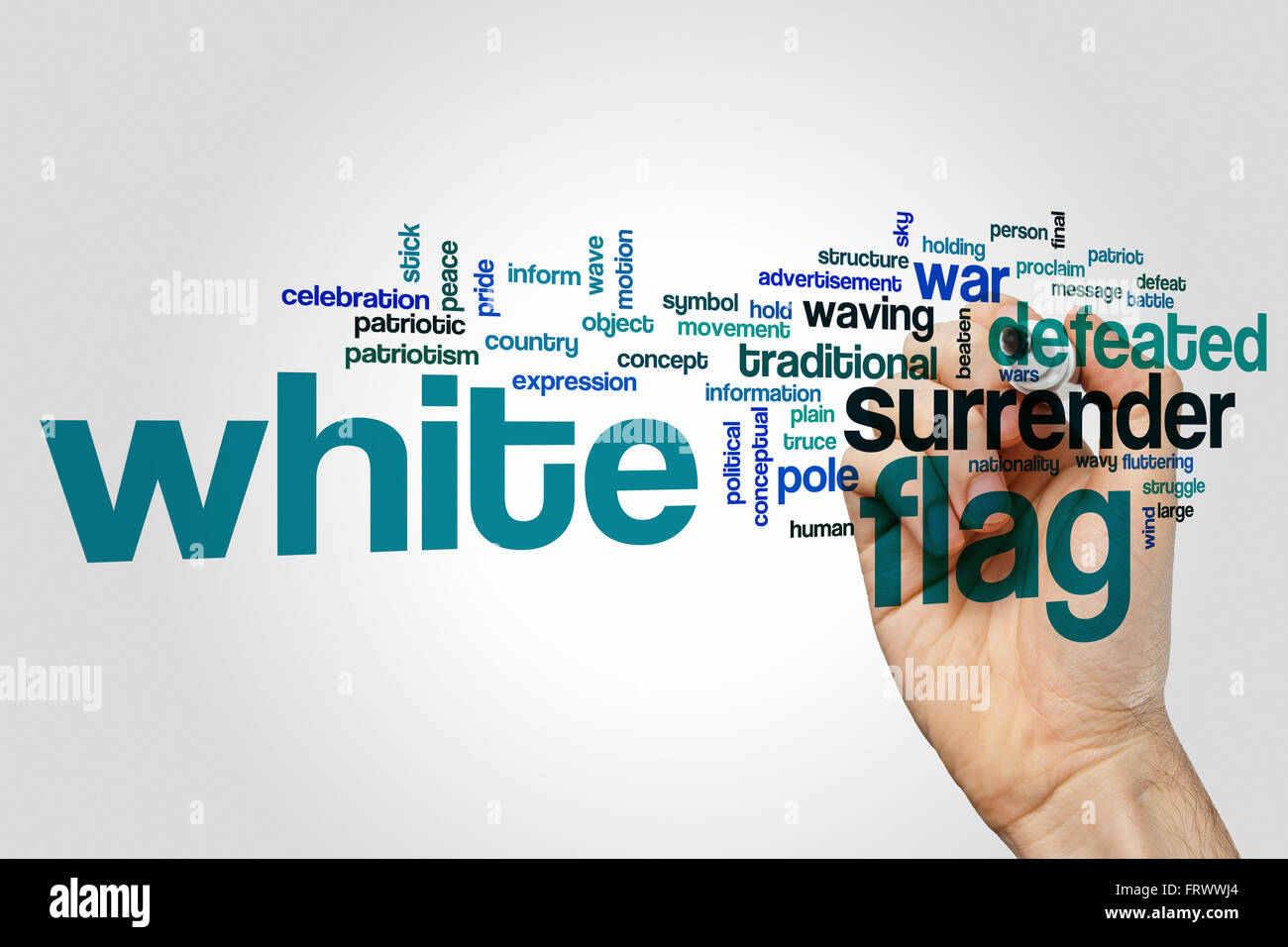 White flag word cloud Stock Photo - Alamy