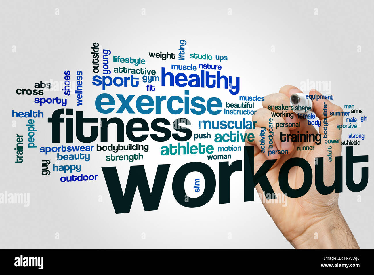 Workout word cloud Stock Photo - Alamy