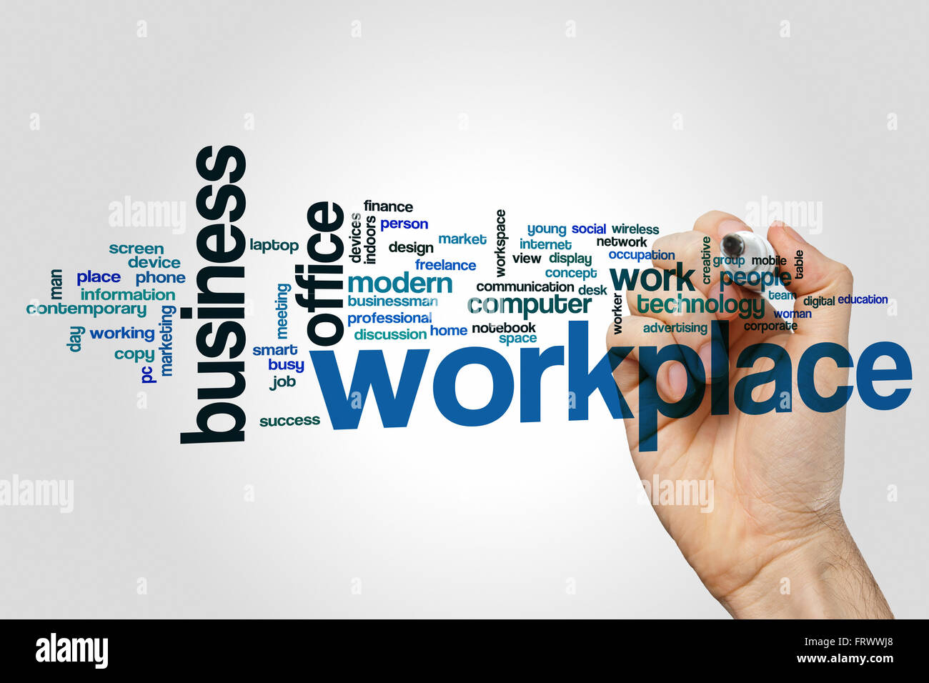 Workplace word cloud Stock Photo - Alamy