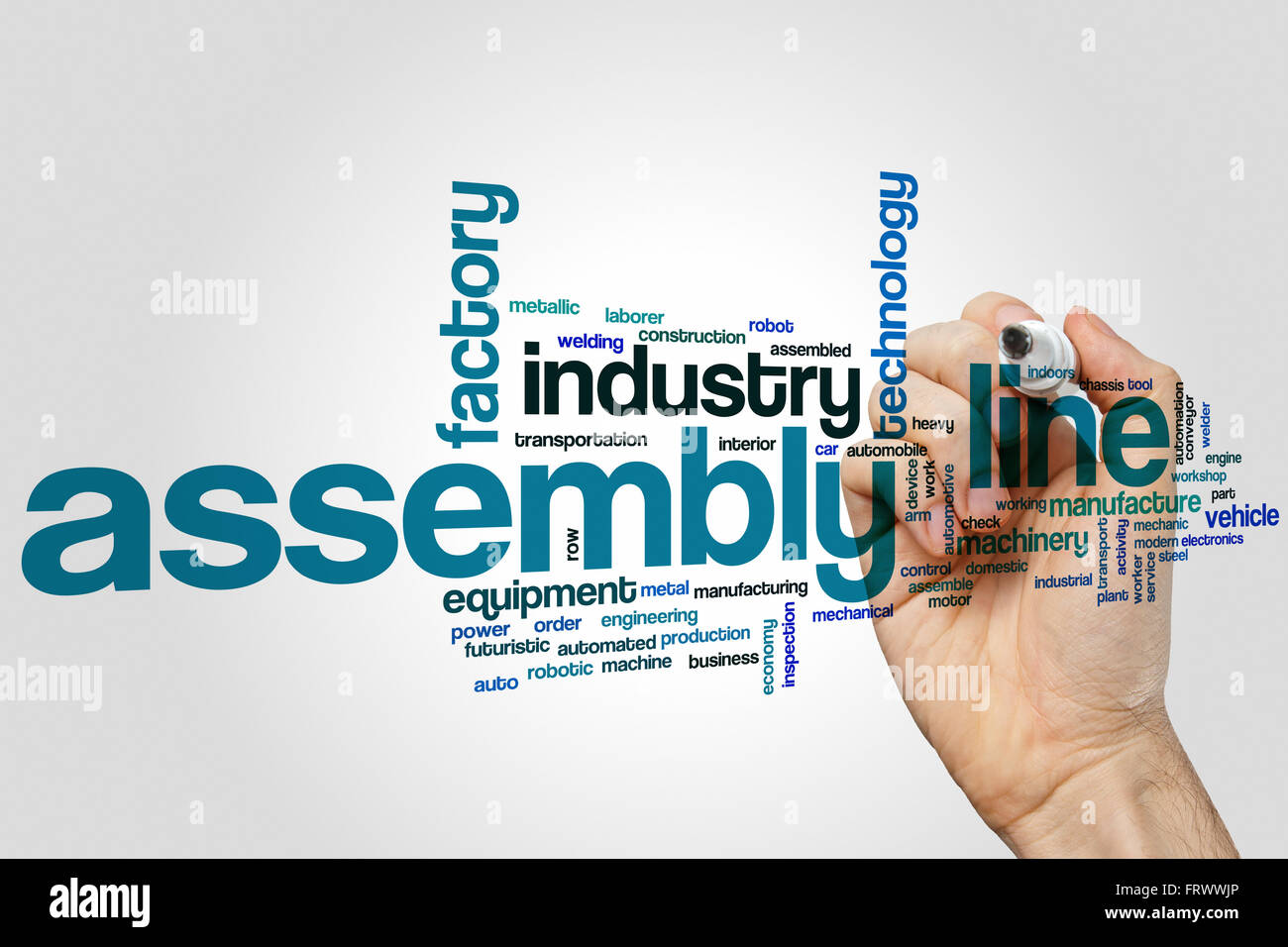 Assembly line word cloud Stock Photo - Alamy