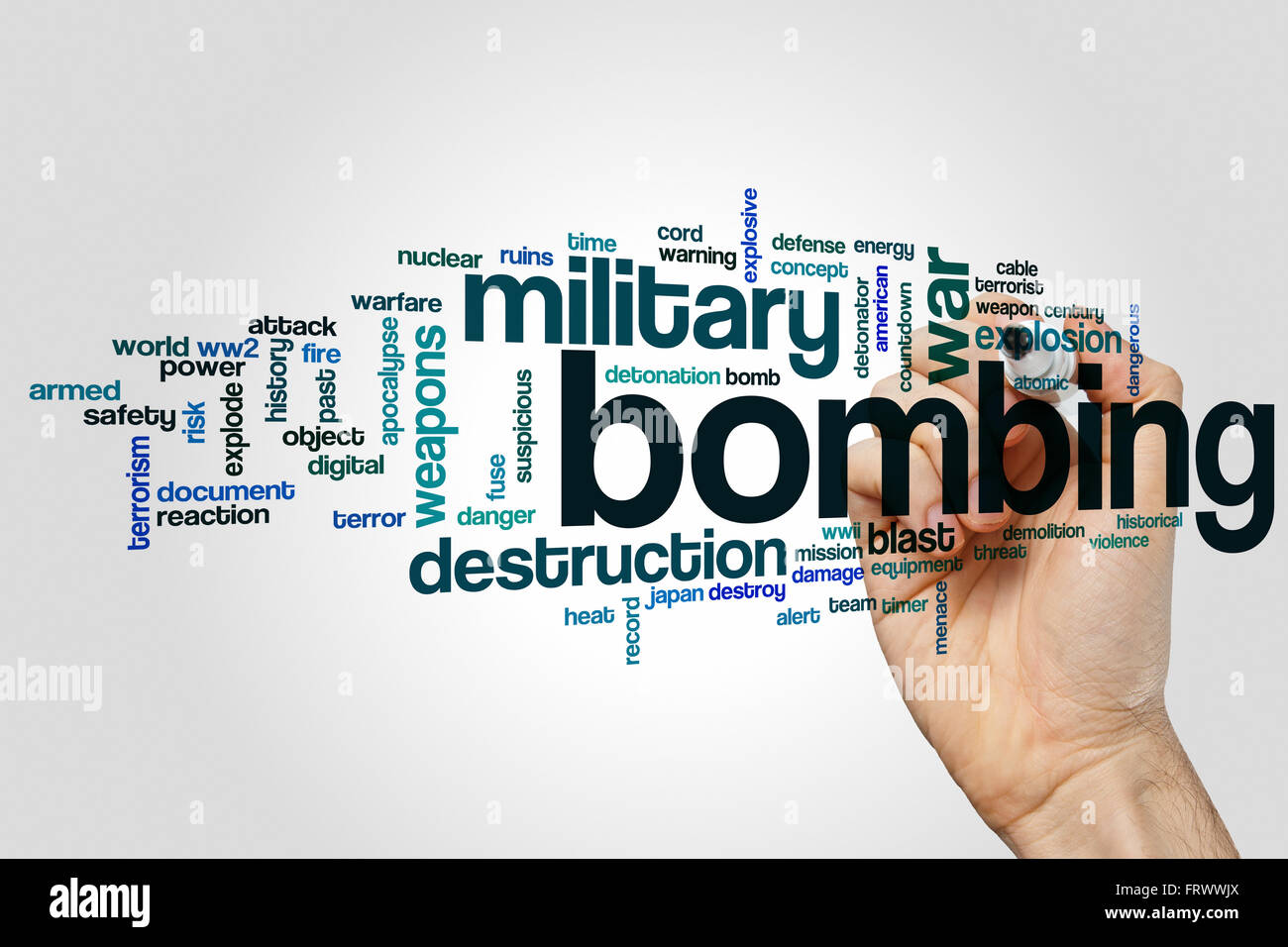 Bombing word cloud Stock Photo - Alamy