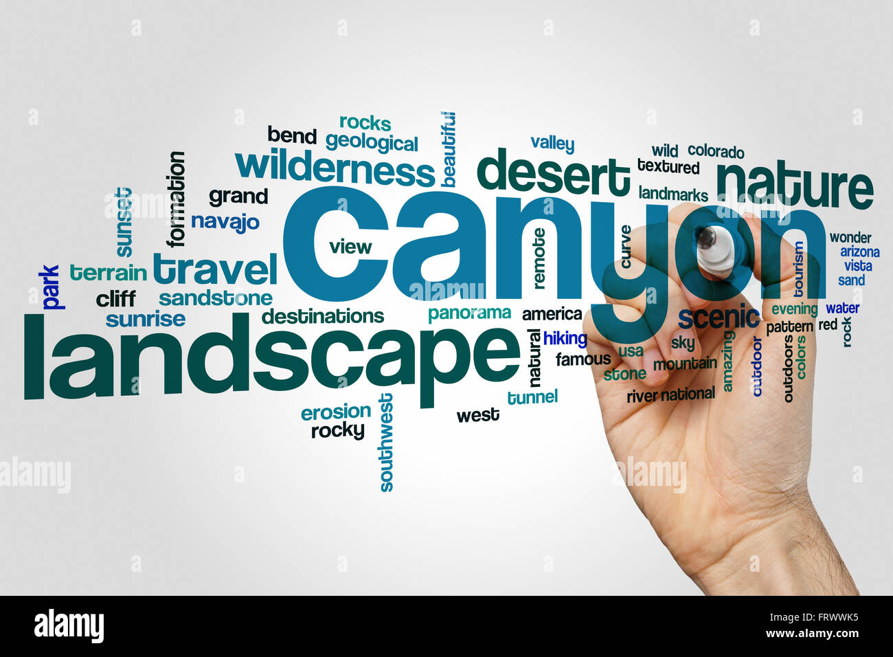 Canyon word cloud Stock Photo - Alamy