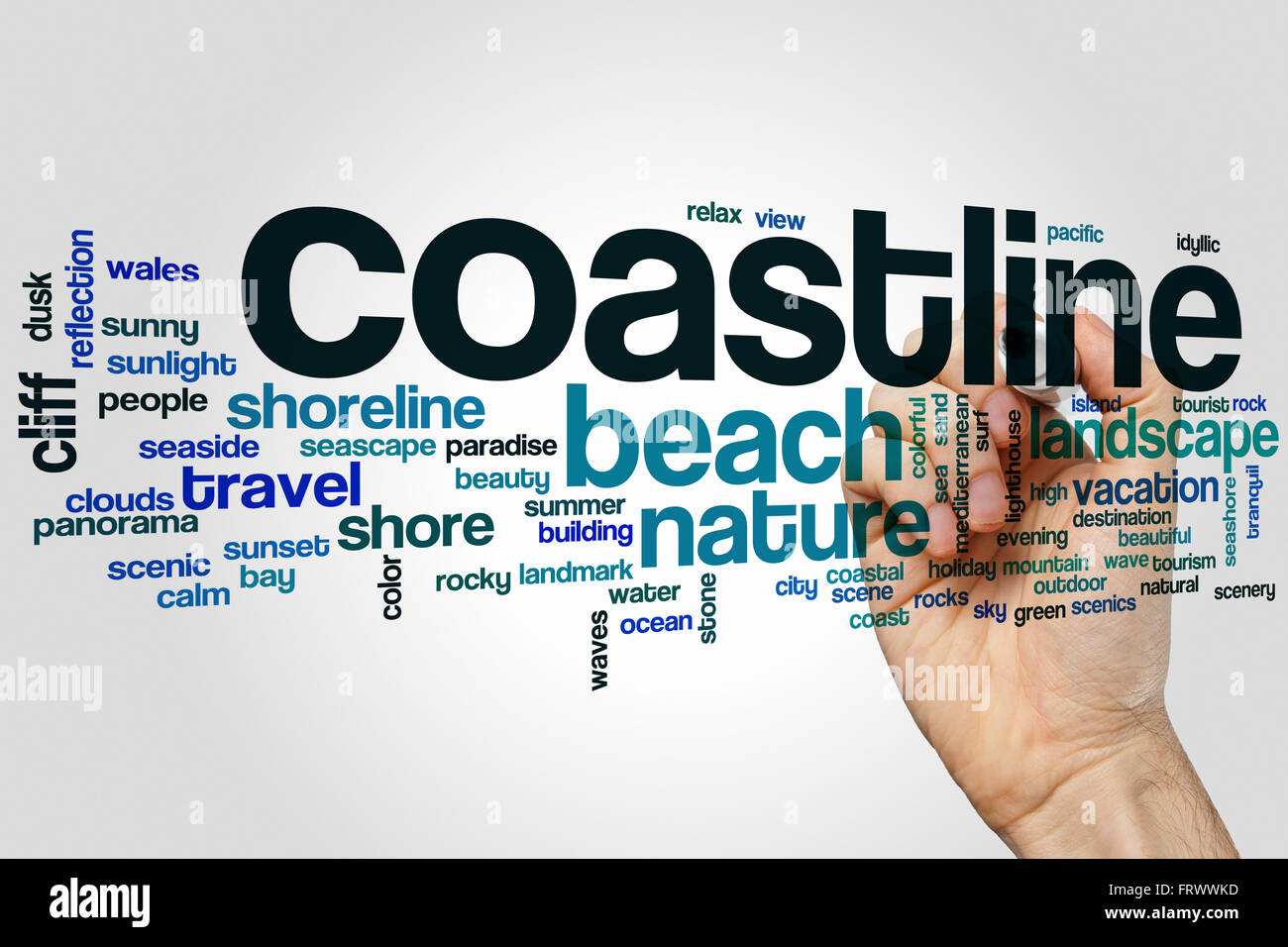 Coastline word cloud Stock Photo - Alamy