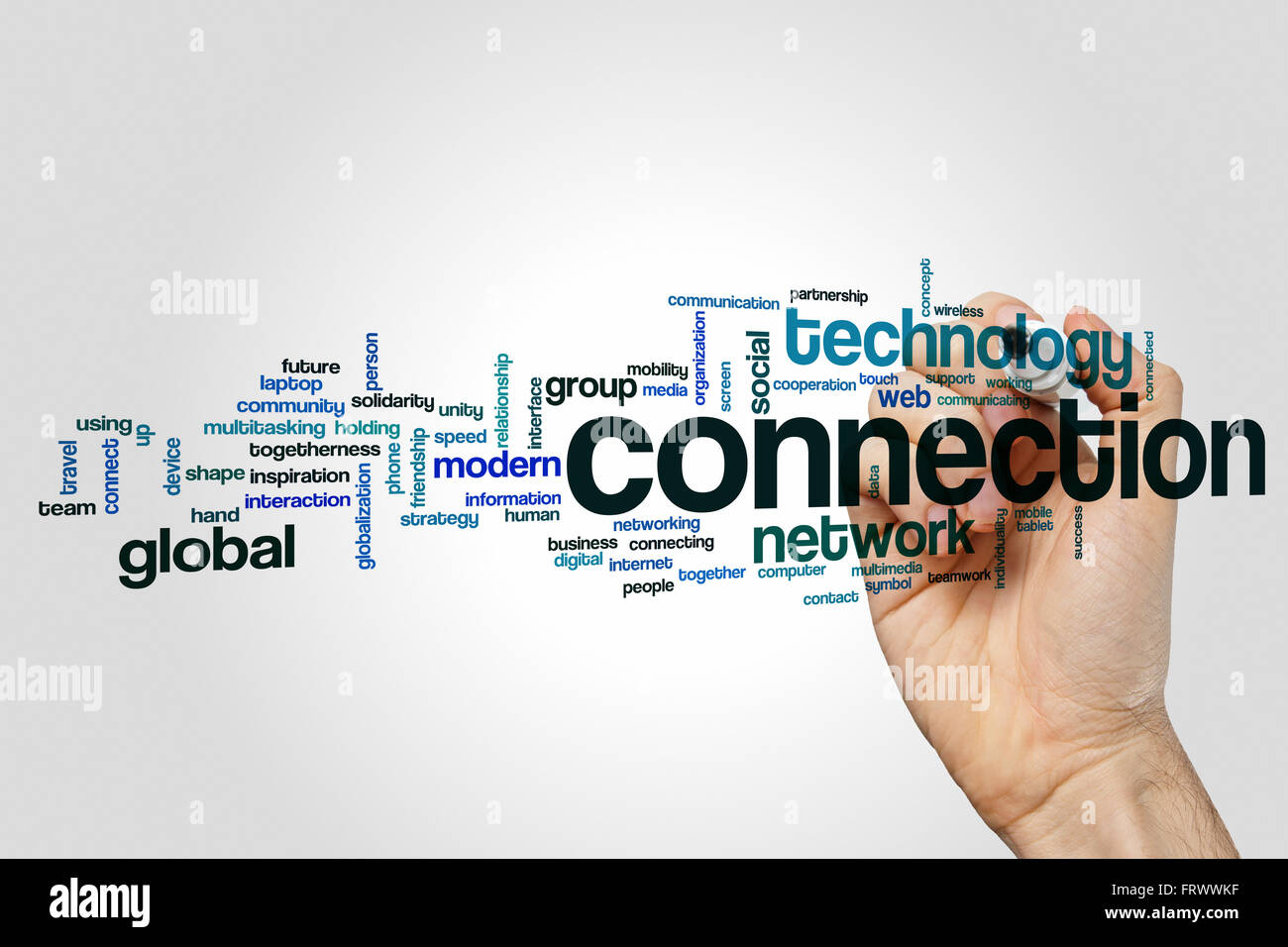 Connection word cloud Stock Photo - Alamy