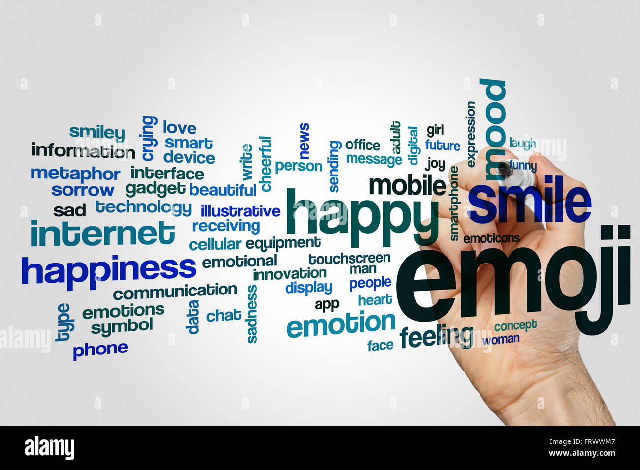 Emoji word cloud Stock Photo - Alamy