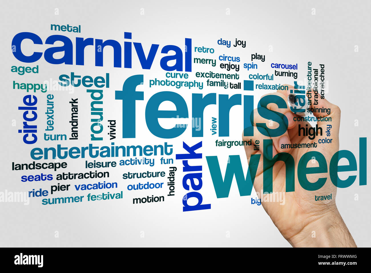 Ferris wheel word cloud Stock Photo - Alamy