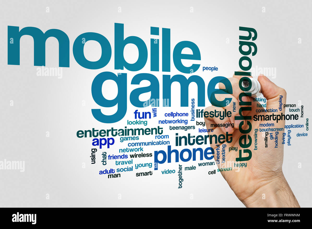 Mobile game word cloud Stock Photo - Alamy