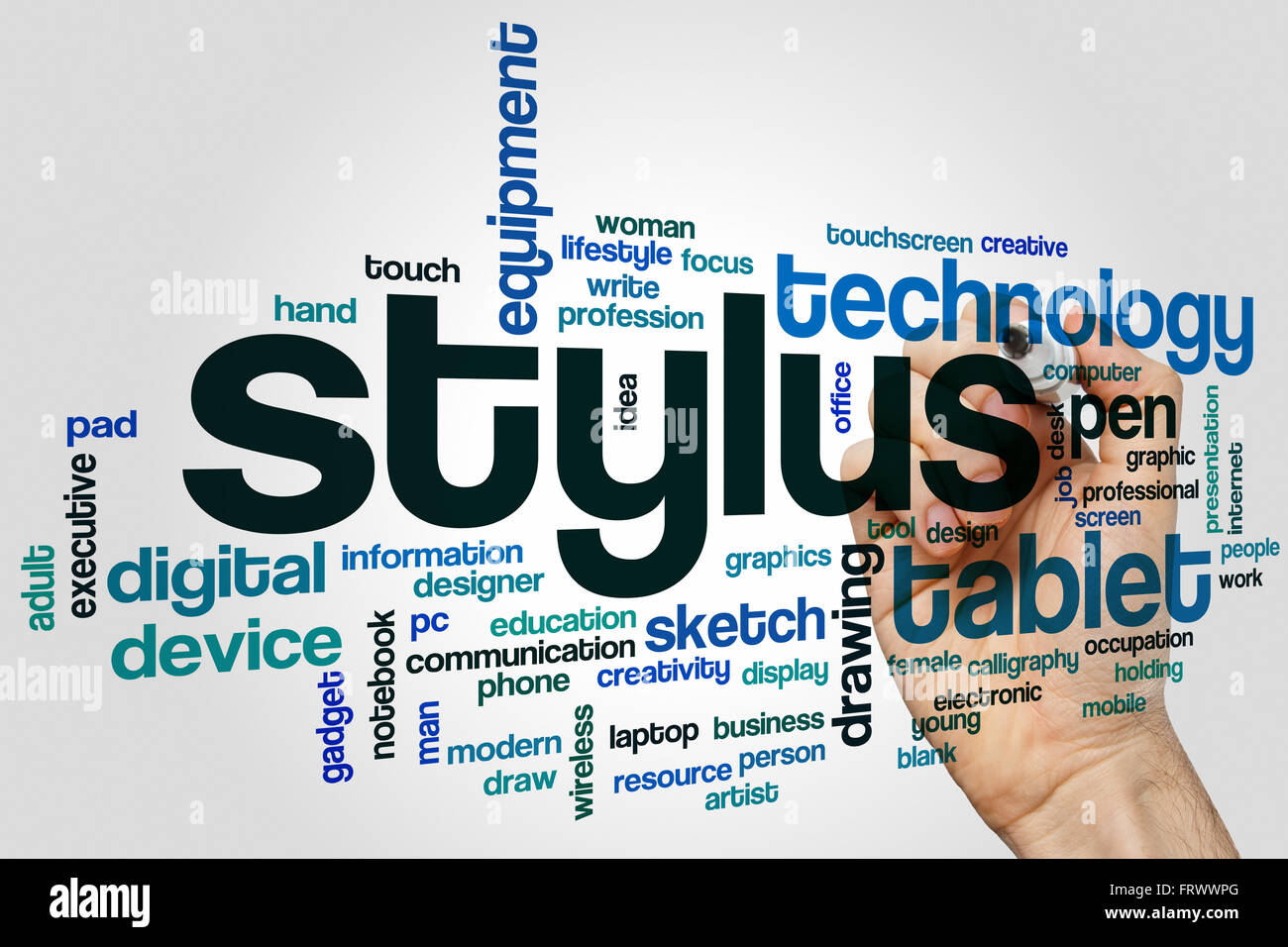 Stylus word cloud Stock Photo - Alamy