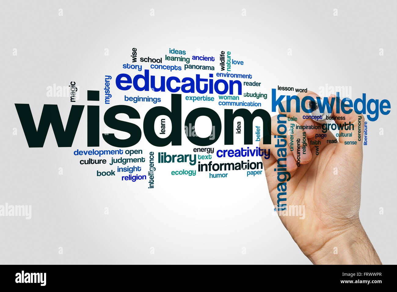 Wisdom word cloud Stock Photo - Alamy